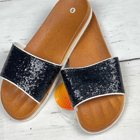 Sole Society | Shoes | Sole Selection Womens Golden Glitter Style Slide Sandals Sz 39 | Poshmark